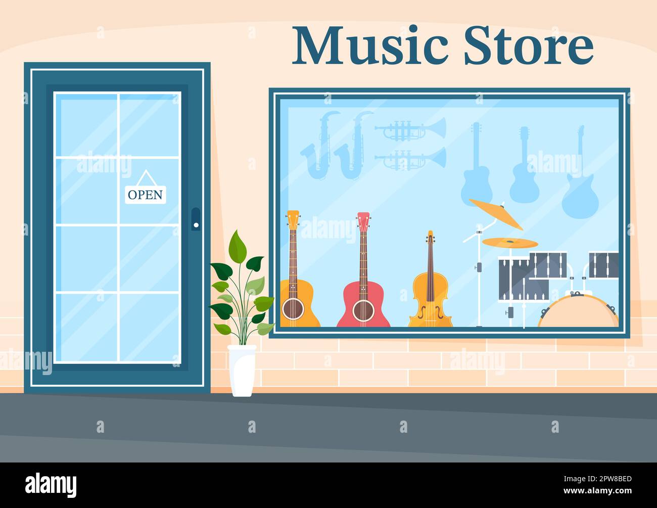 Music Store with Various Musical Instruments, CD, Cassette Tapes and ...
