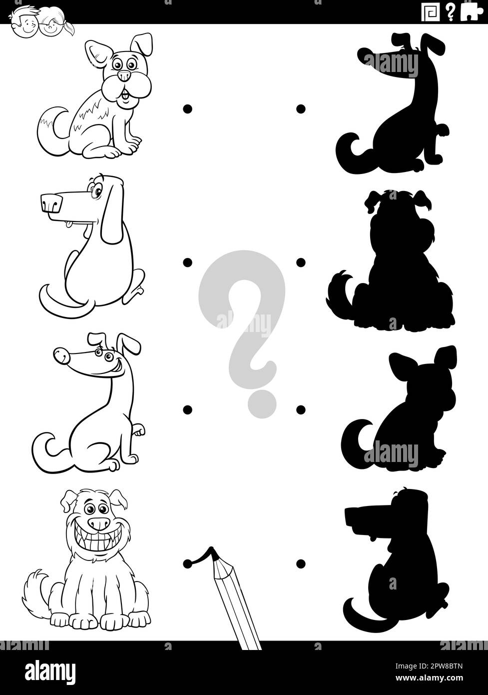 shadow game with comic dogs coloring page Stock Vector Image & Art - Alamy