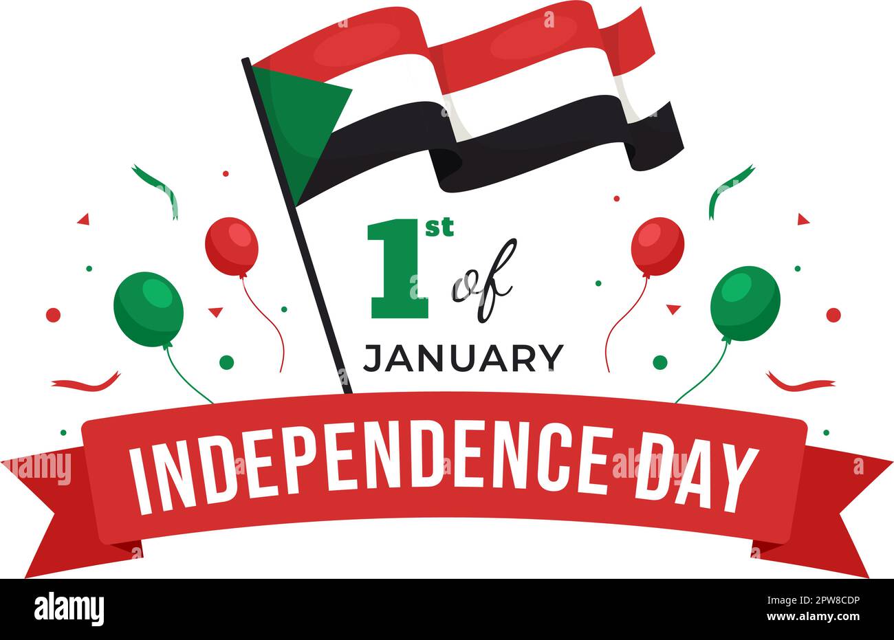 Sudan Independence Day on on January 1st with Flags and Sudanese ...