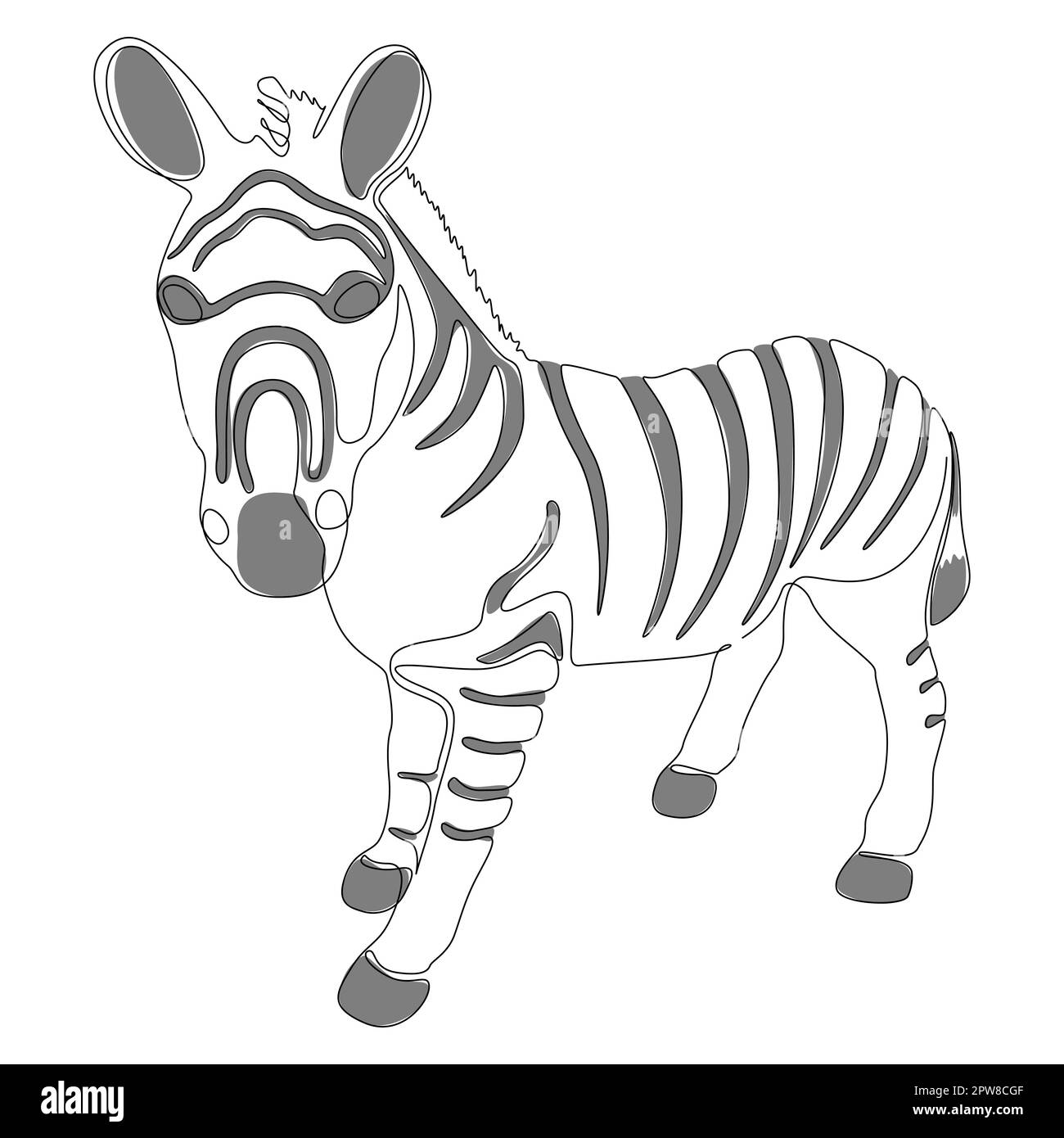 One continuous line of Zebra. Thin Line Illustration vector concept ...