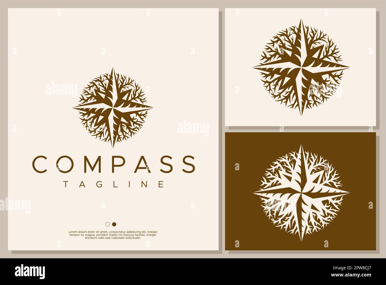 Root Compass logo design branding. Vintage compass nature logo vector ...