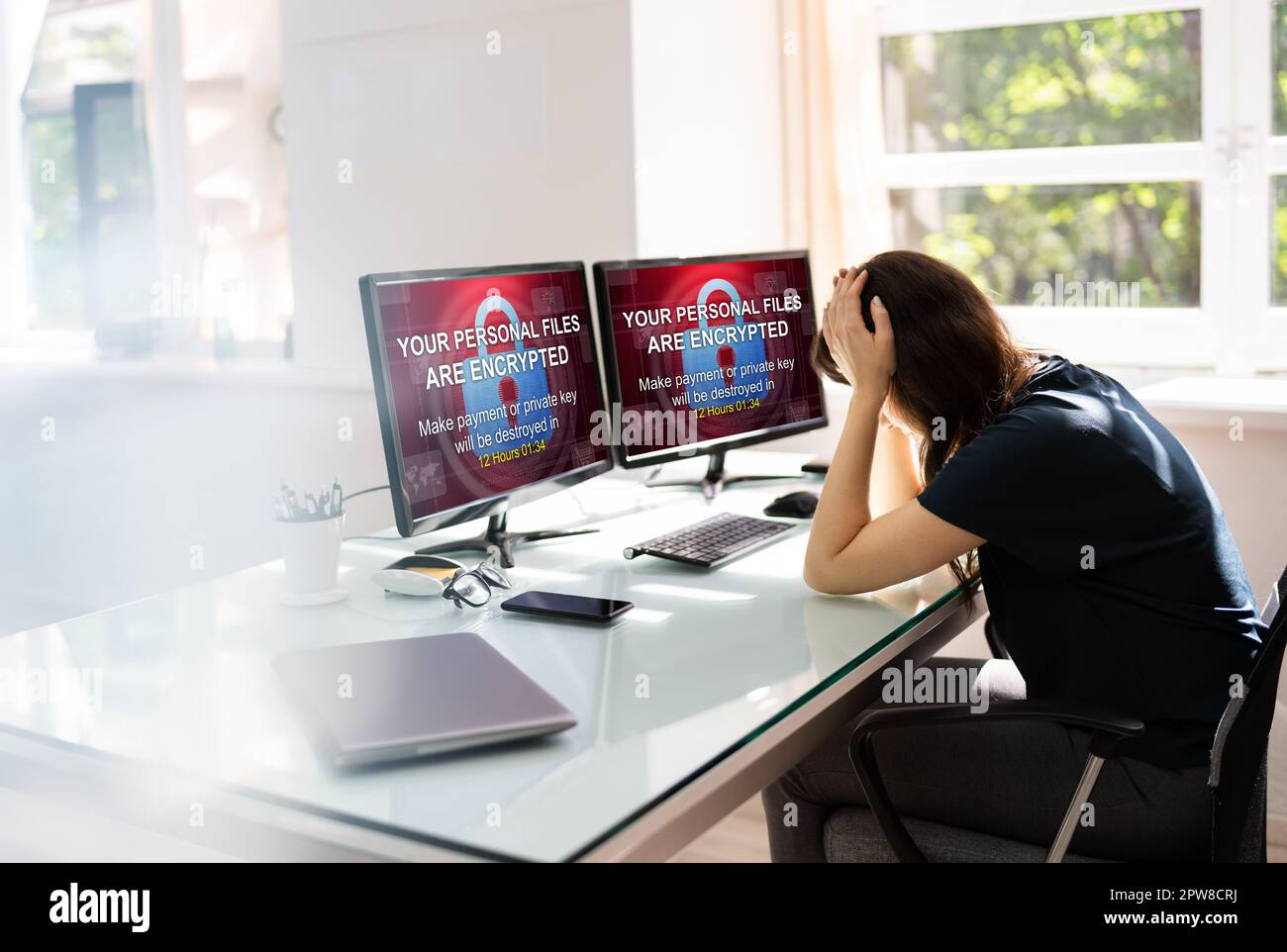 Ransomware Cyber Attack. Encrypted Files Text Screen Stock Photo - Alamy