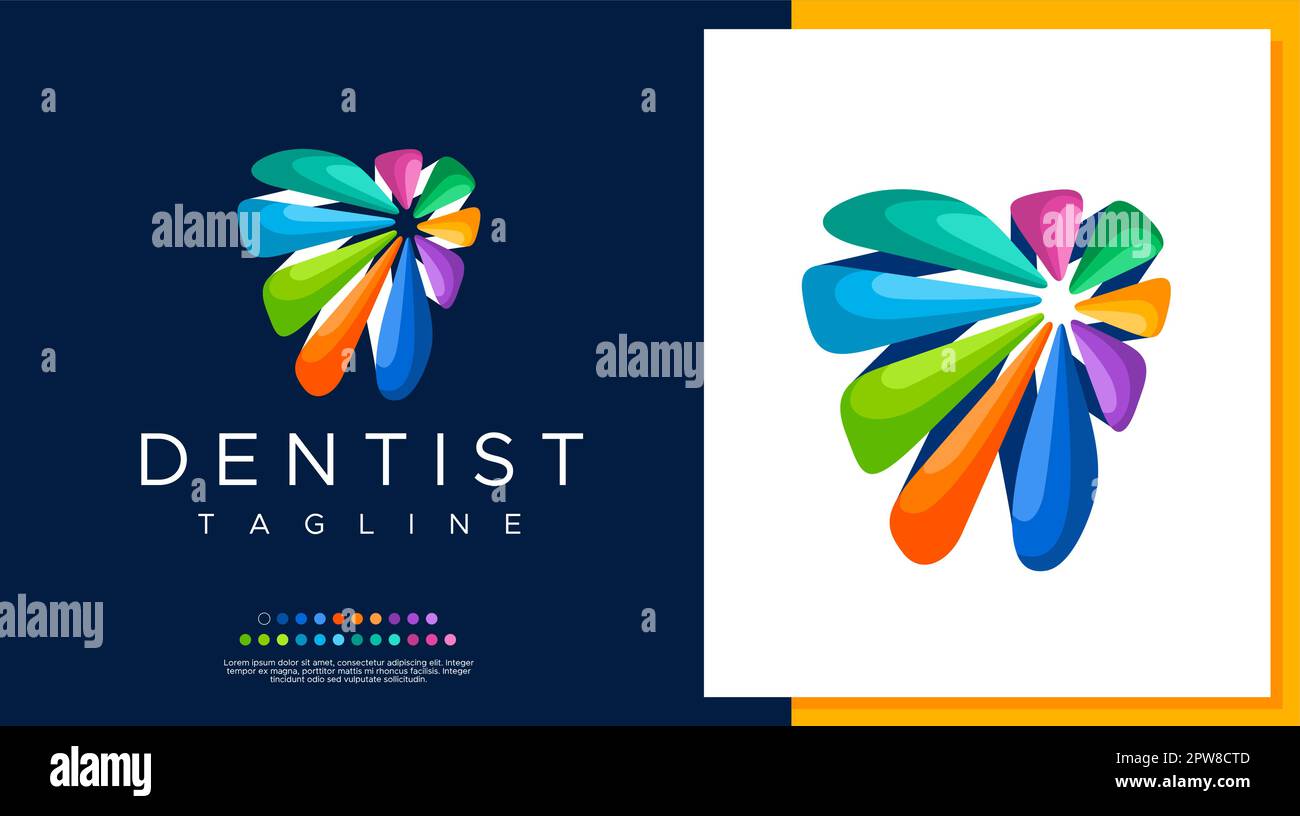 Modern colorful tooth logo design template. Abstract dental logo brand ...