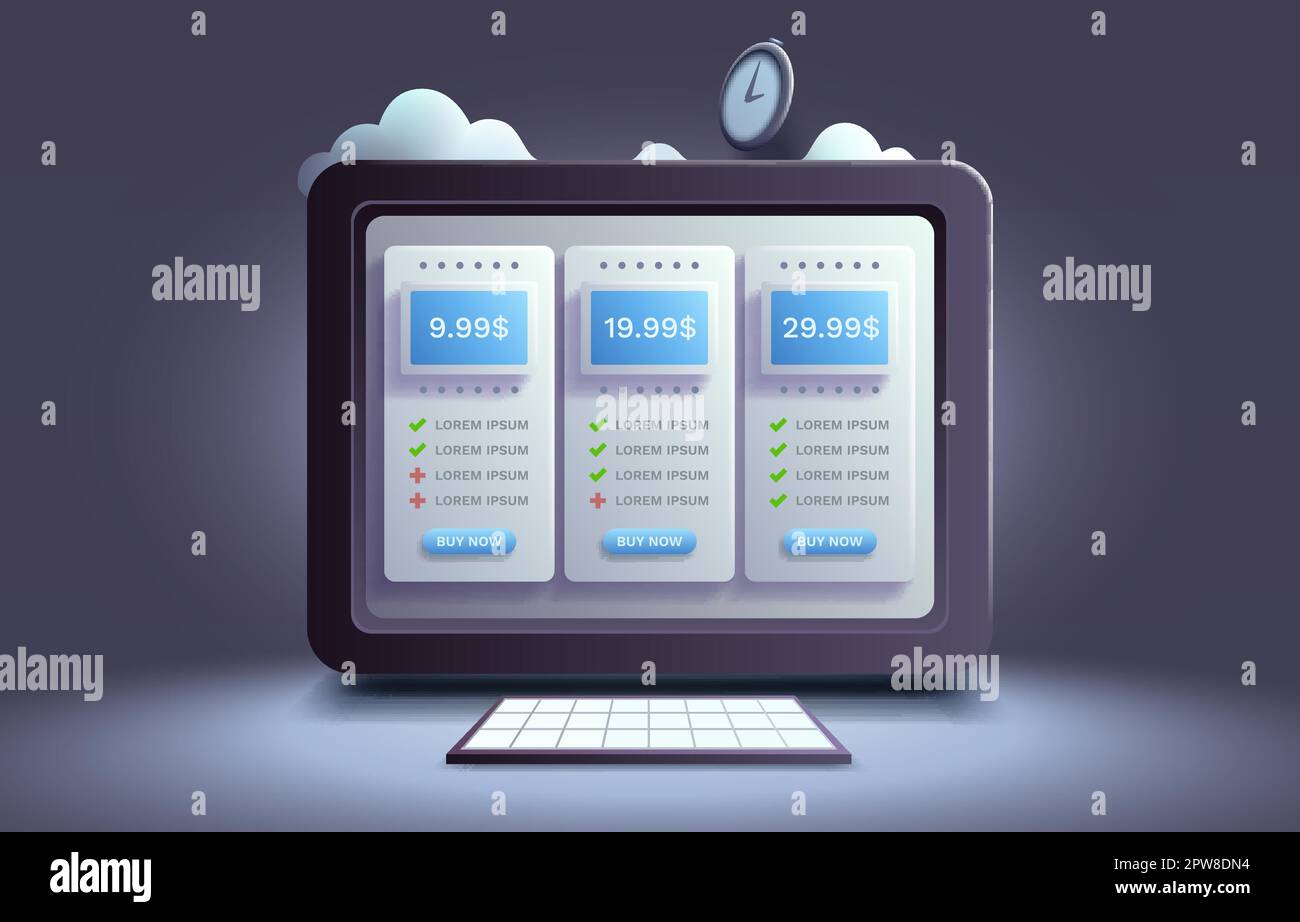 Tariff voucher buy service, box list page, website banner. Vector ...