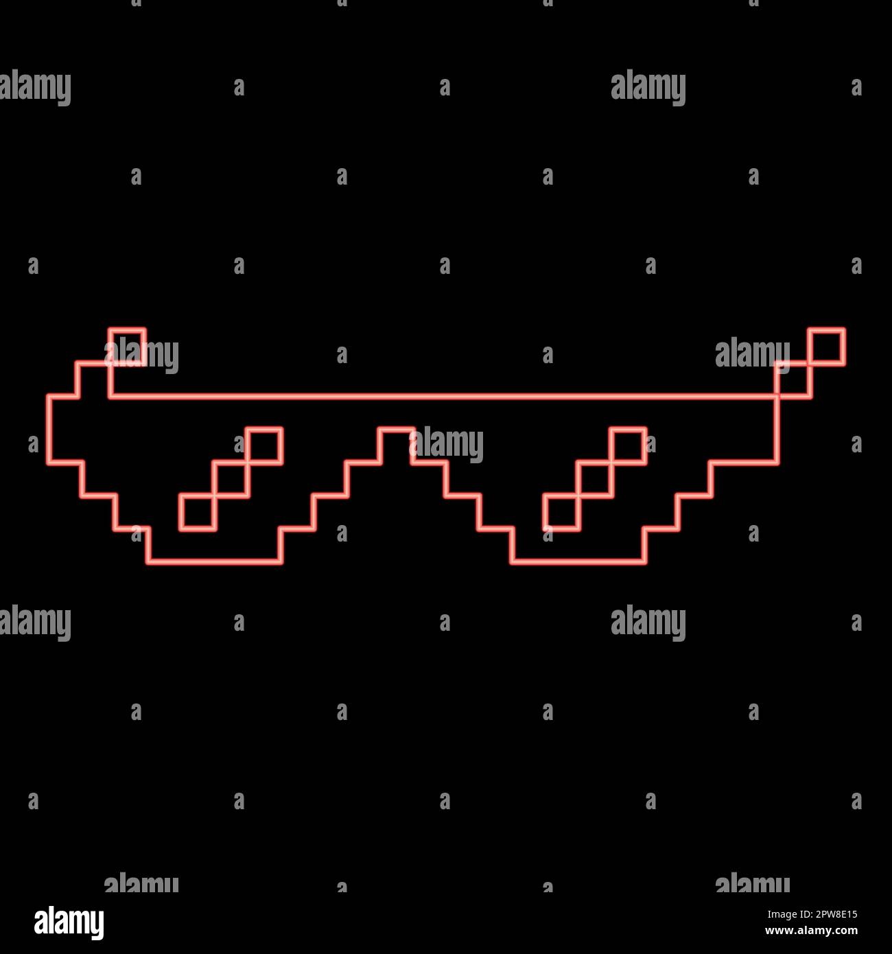 Neon sun glasses pixel red color vector illustration image flat style ...