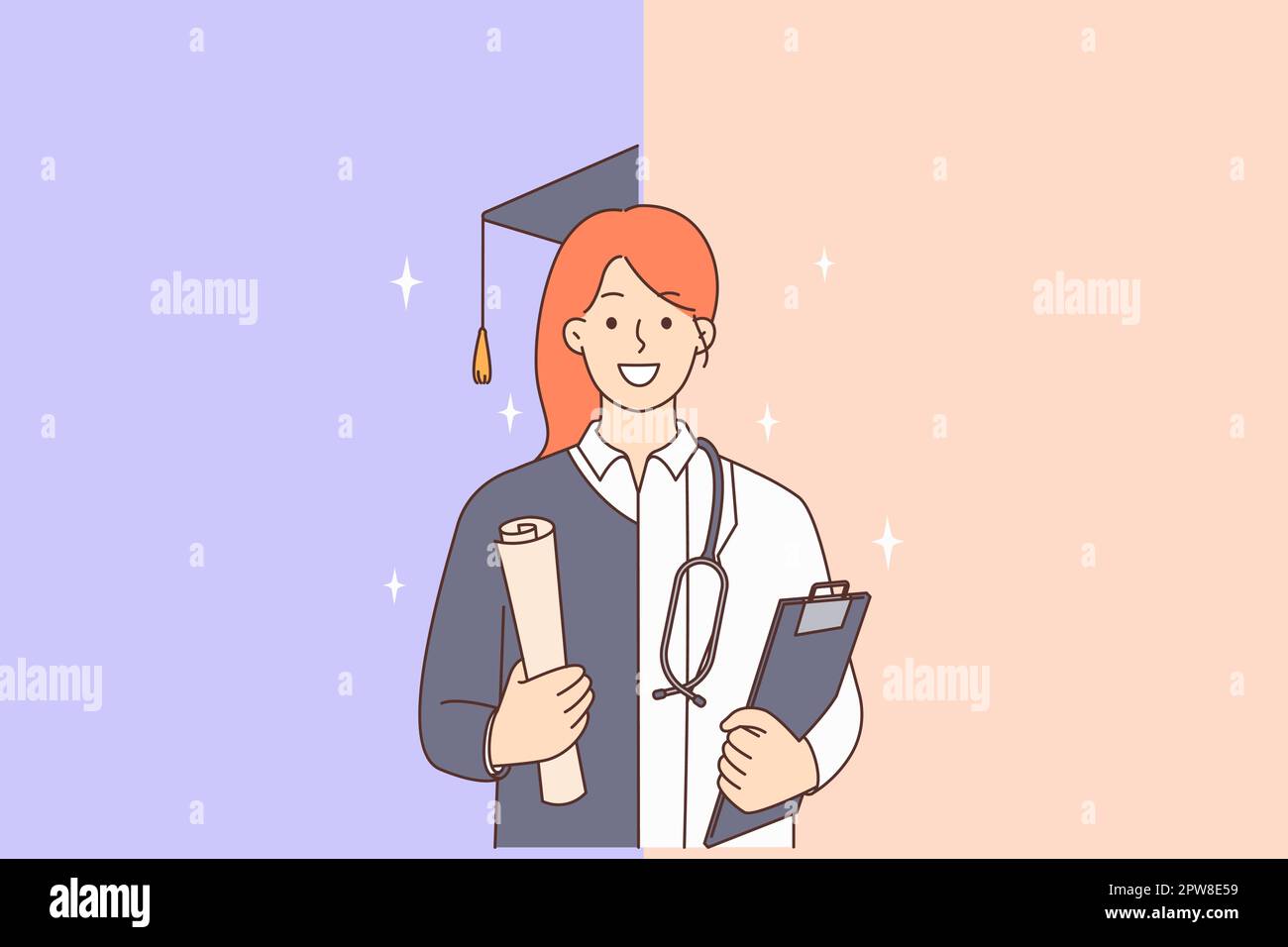 Smiling student and doctor on one picture Stock Vector Image & Art - Alamy