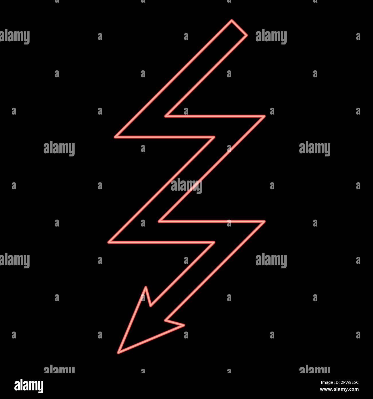 Neon lightning red color vector illustration image flat style Stock ...