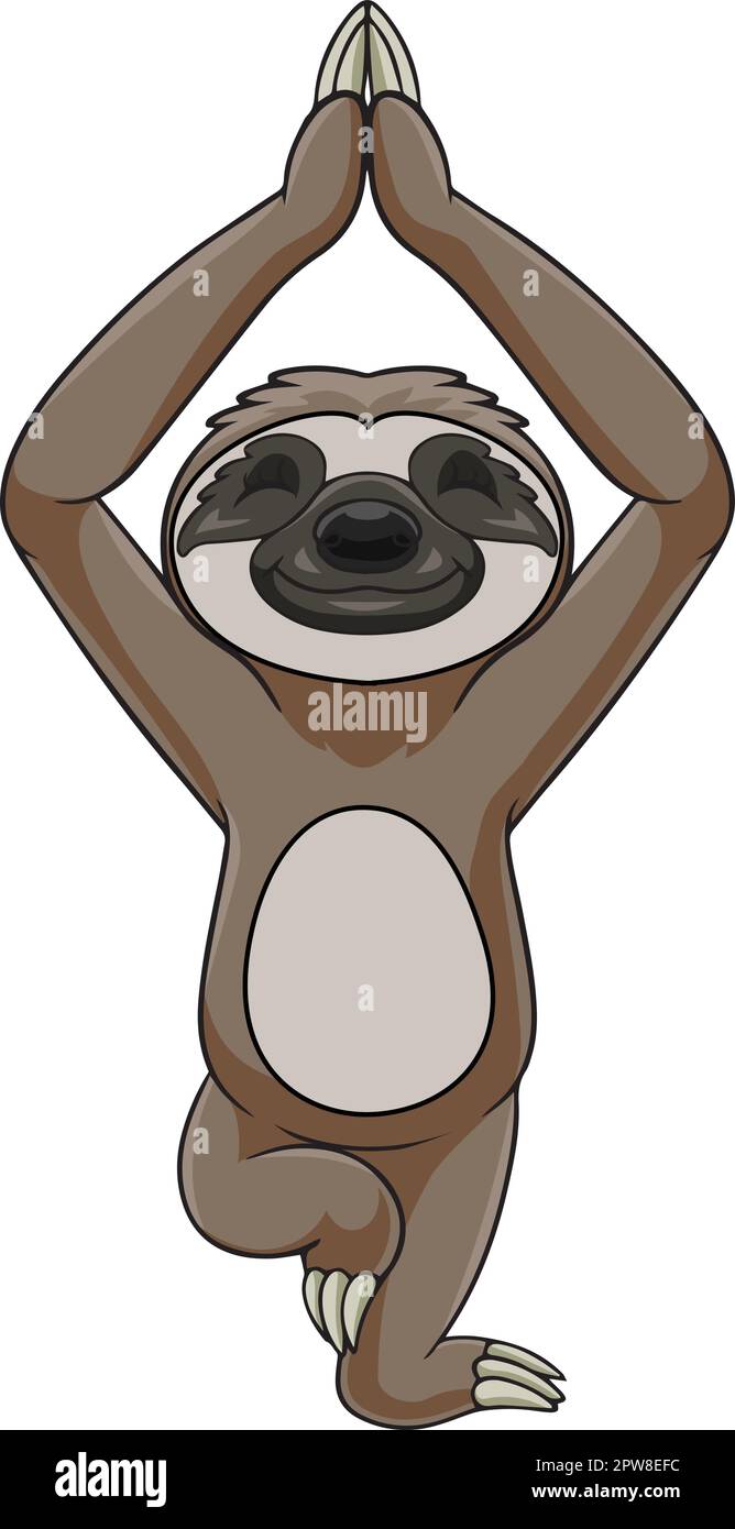 Cute sloth cartoon in yoga pose tree Stock Vector Image & Art - Alamy