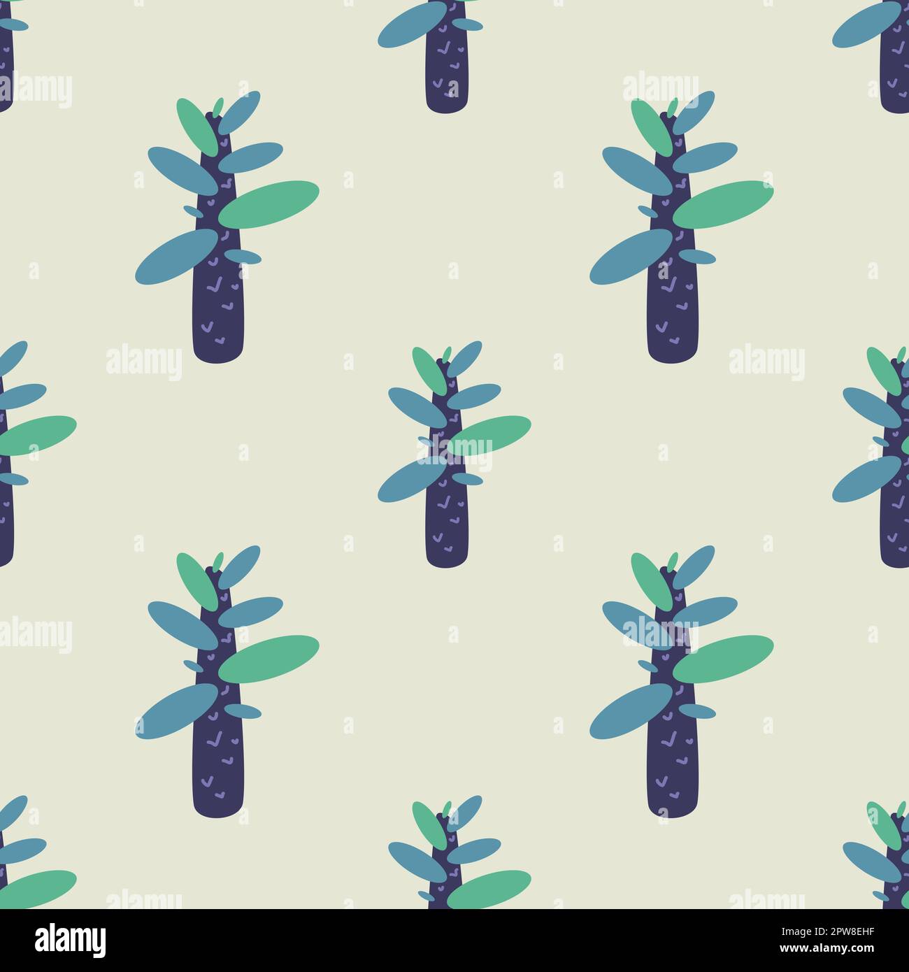 Tree seamless pattern repeat nature background illustration for wall ...