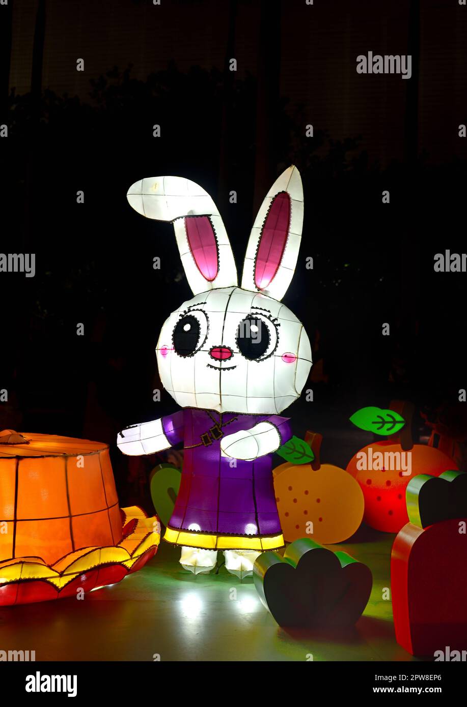 Rabbit lantern for celebration of Chinese New Year, Hong Kong Stock ...