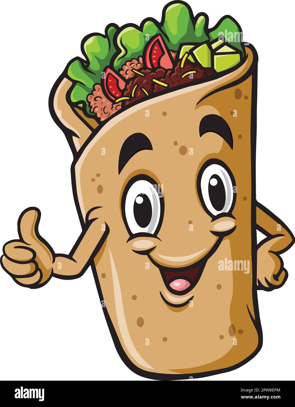 Cartoon burrito or kebab mascot design Stock Vector Image & Art - Alamy