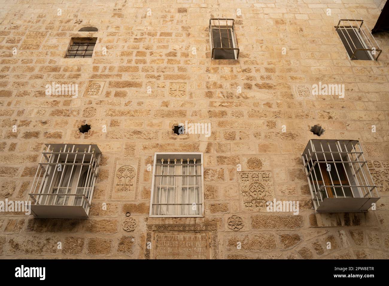 Jerusalem, Israel - November 12th, 2022: Typical windows and wall ...
