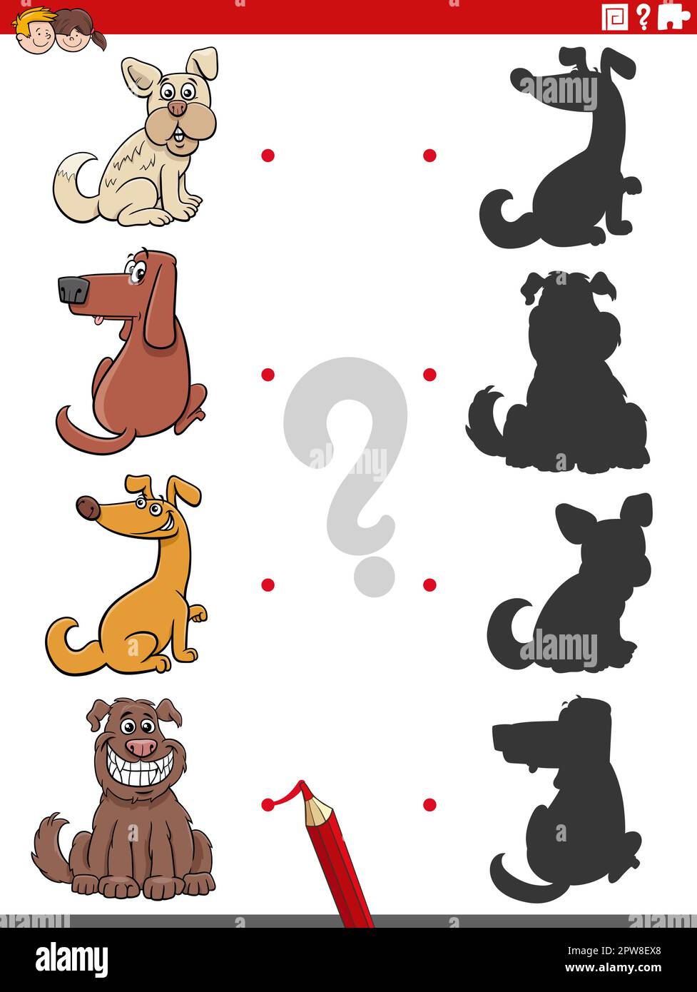 educational shadow game with comic dogs Stock Vector Image & Art - Alamy