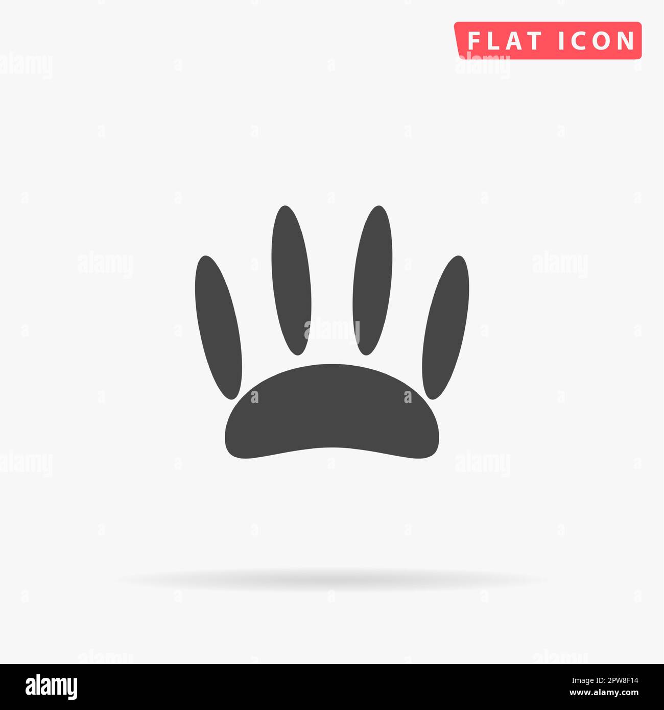 Animal footprint. Simple flat black symbol with shadow on white ...