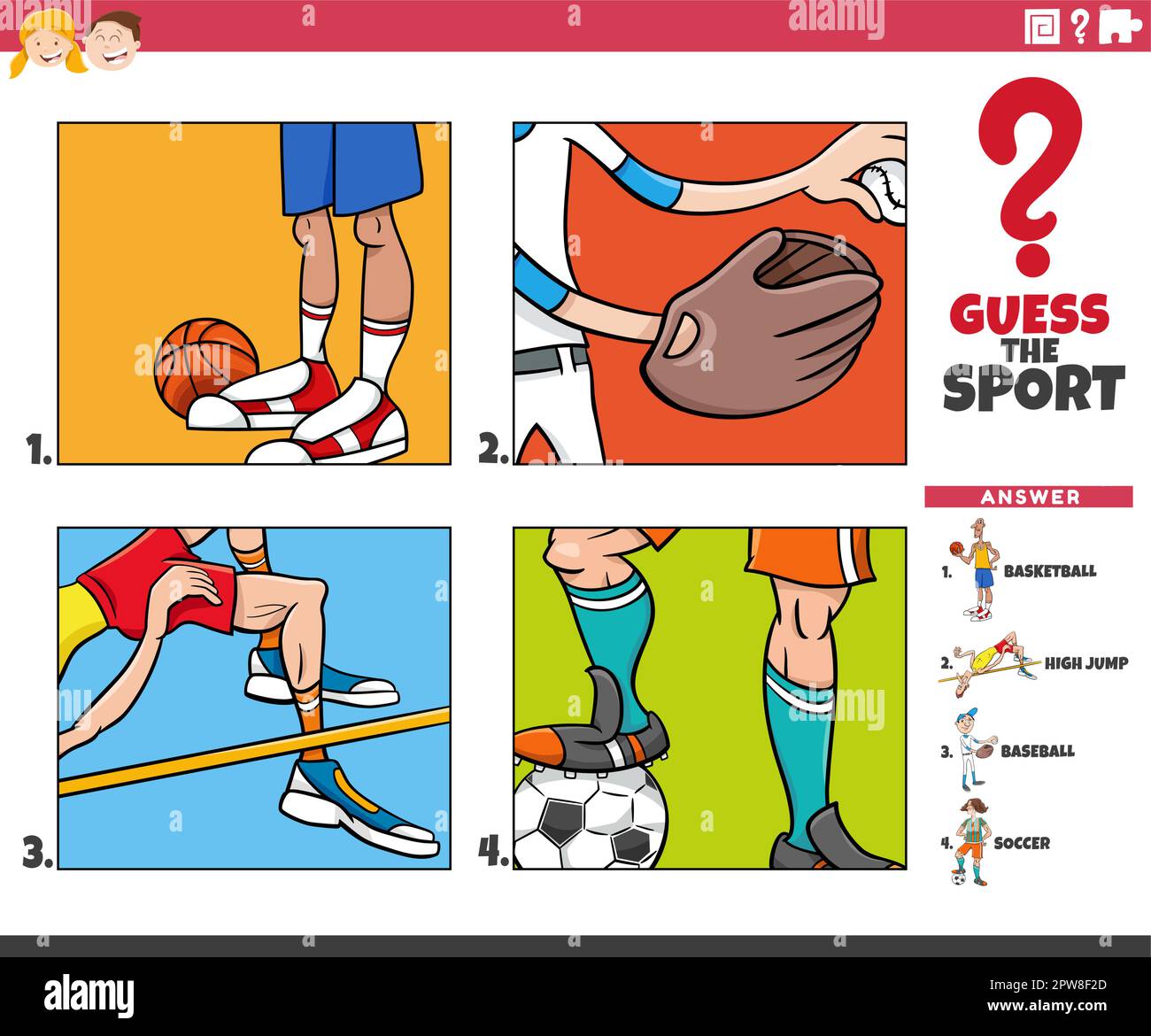 guess the sport cartoon educational game for kids Stock Vector Image ...