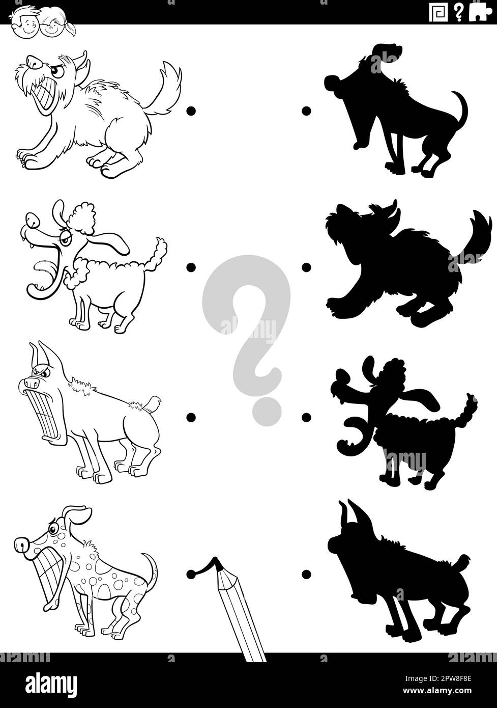 shadow game with comic dogs coloring page Stock Vector Image & Art - Alamy