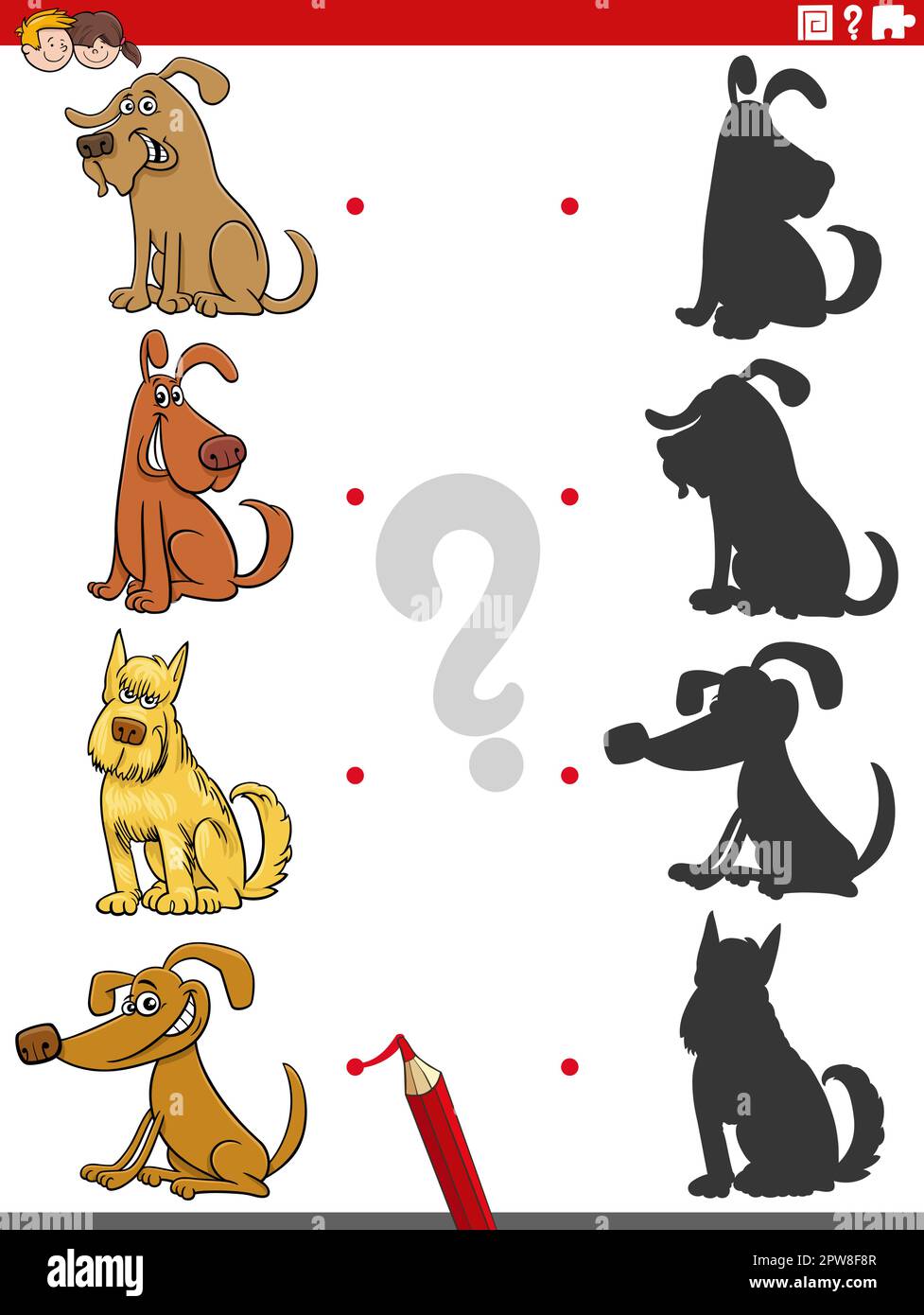 educational shadow game for kids with cartoon dogs Stock Vector Image ...