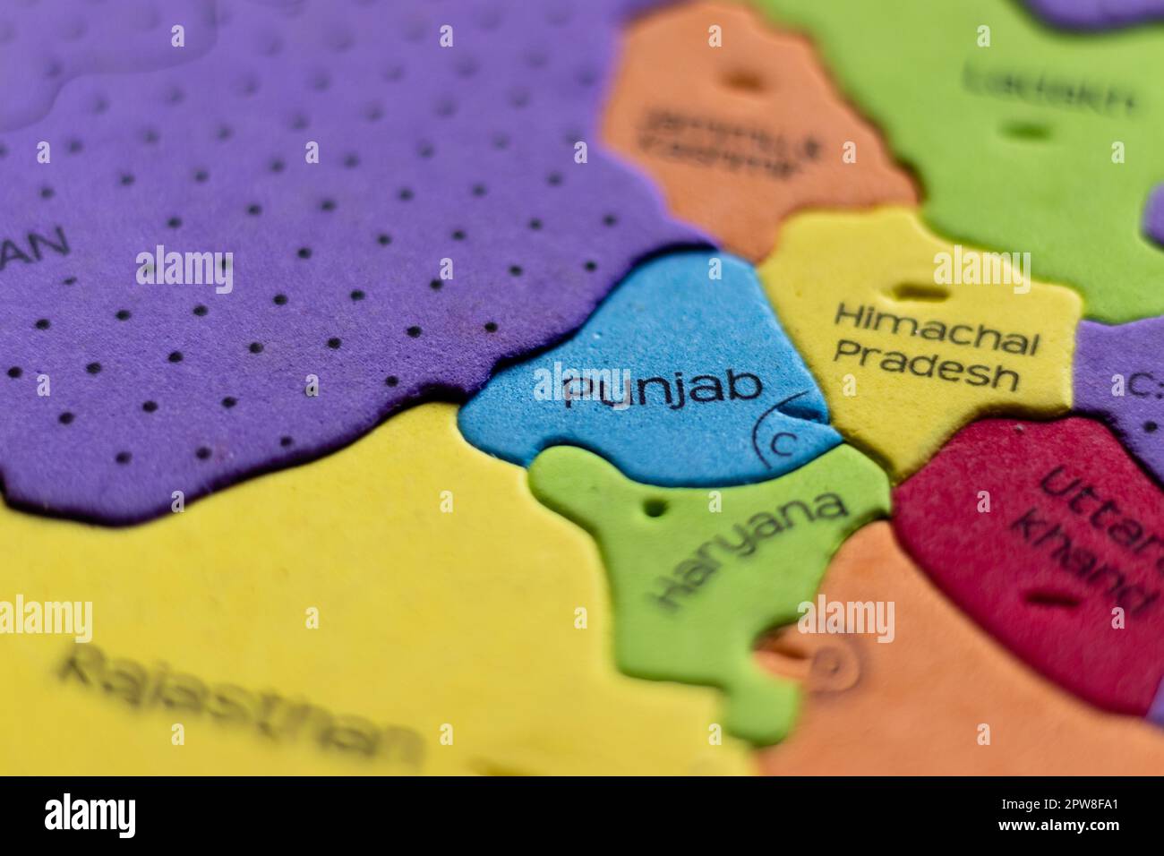 Selective focus on map of Punjab - a state of India Stock Photo - Alamy