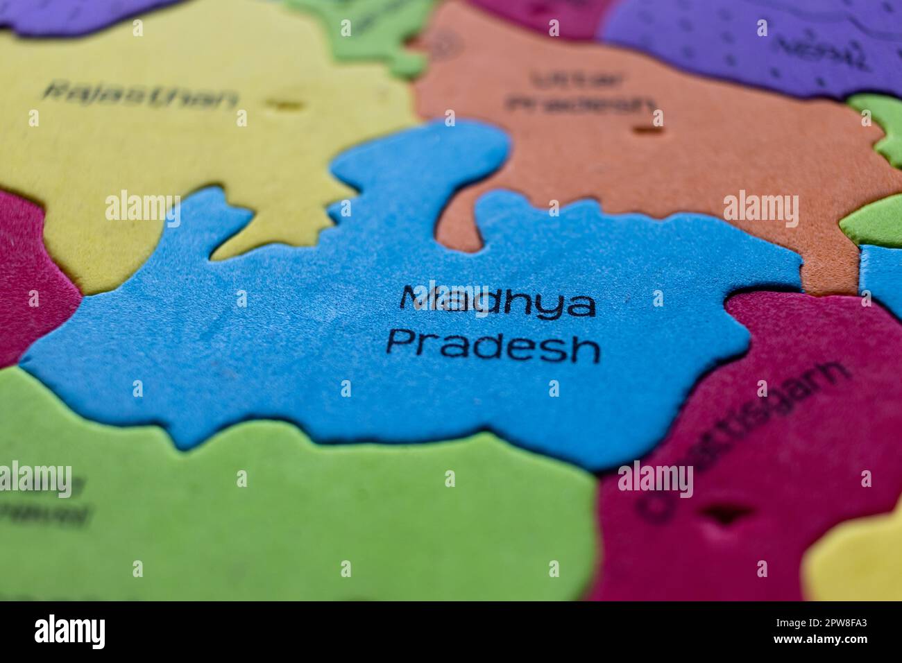 Selective focus on map of Madhya Pradesh - a state of India Stock Photo ...