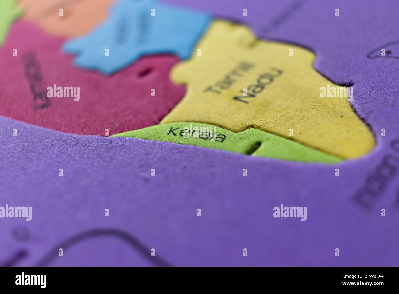 Selective focus on map of Kerala - a state of India Stock Photo - Alamy