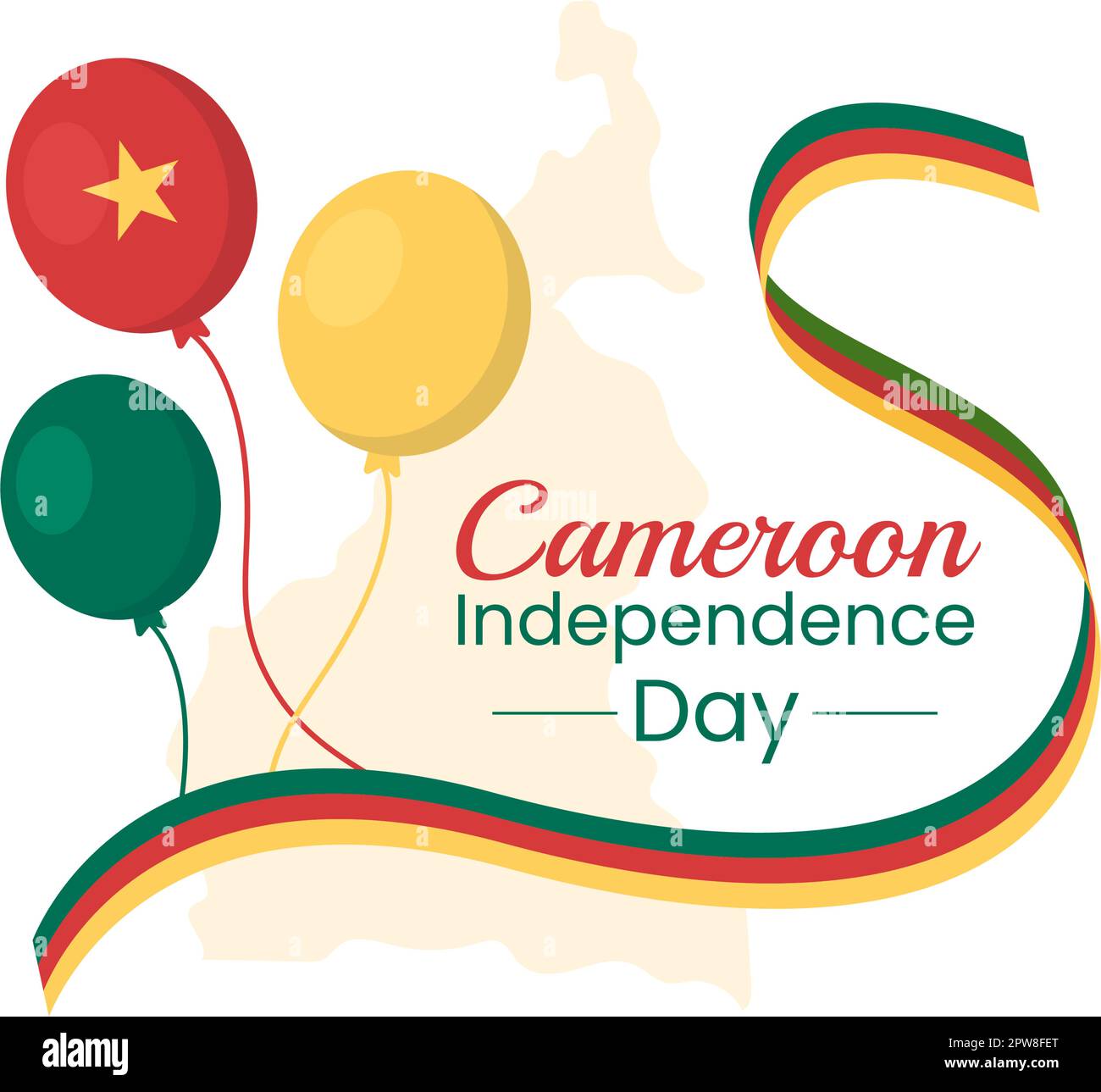 Happy Cameroon Independence Day on January 1st with Cameroonian Flag ...