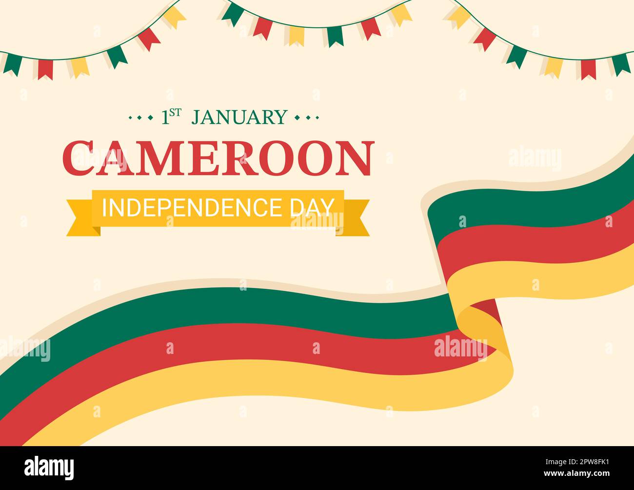 Happy Cameroon Independence Day on January 1st with Cameroonian Flag ...