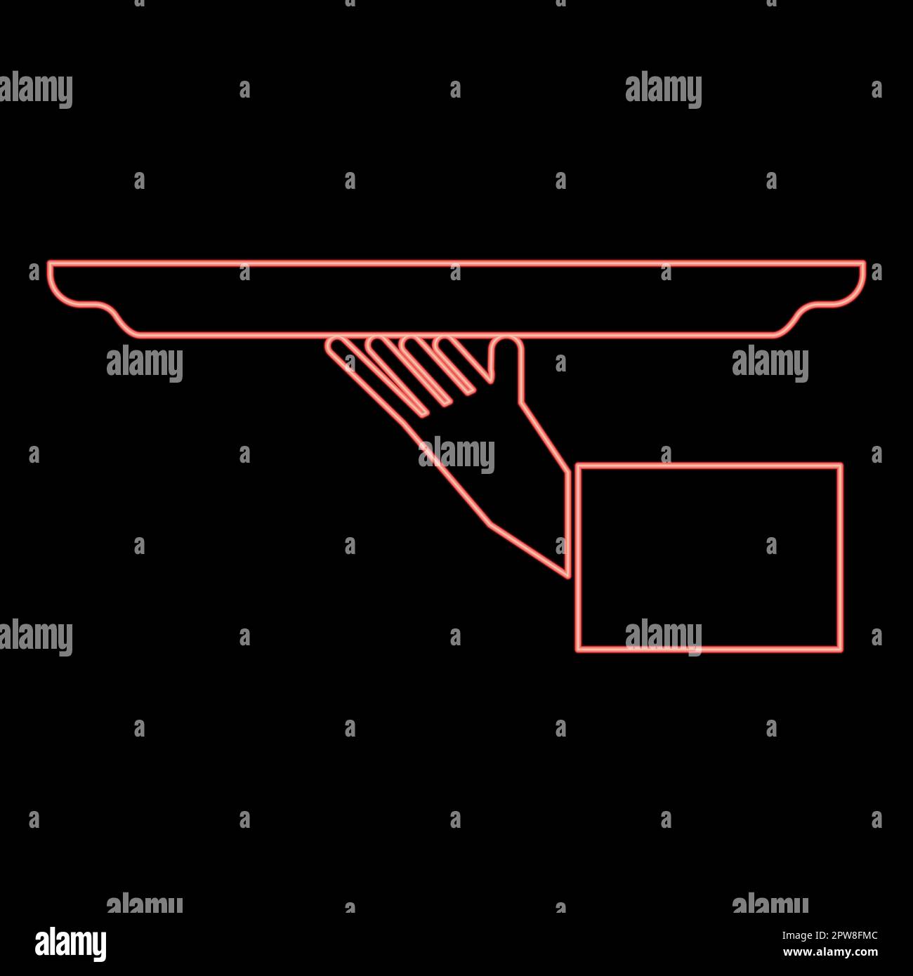 Neon hand with tray red color vector illustration image flat style ...