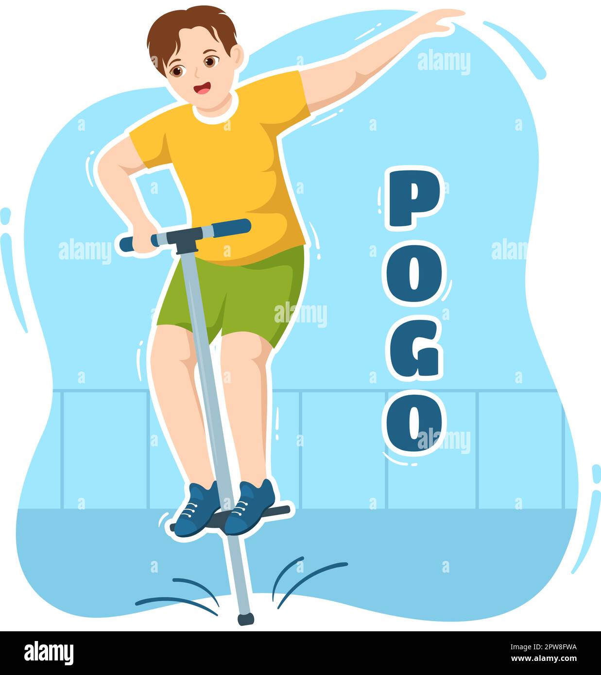 People Playing With Sport Jump Pogo Stick Illustration for Web Banner ...