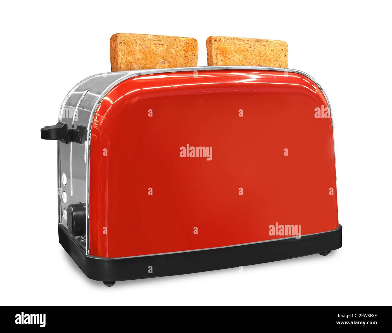 Red bread toaster, isolated on white background Stock Photo - Alamy