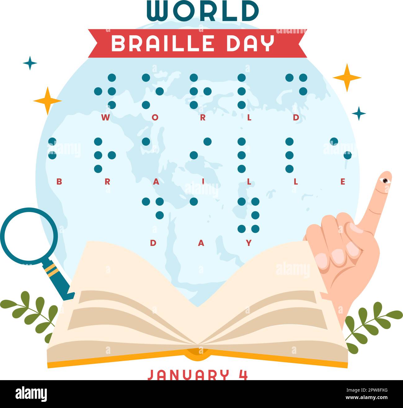 World Braille Day on 4th of January with Text by Alphabet for Means of ...