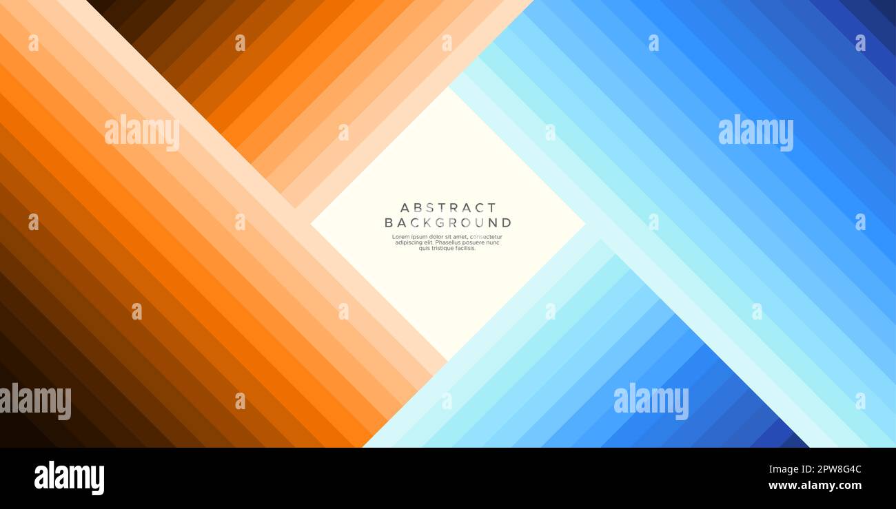 Colorful orange and blue line abstract square background. Modern design ...