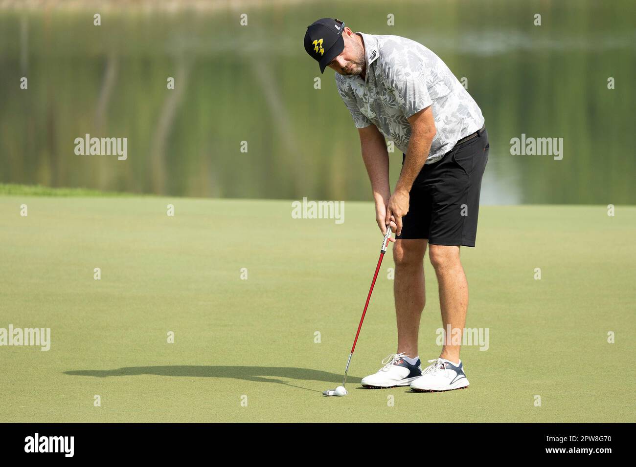 Marc Leishman of Ripper GC putts on the fourth green during the second ...