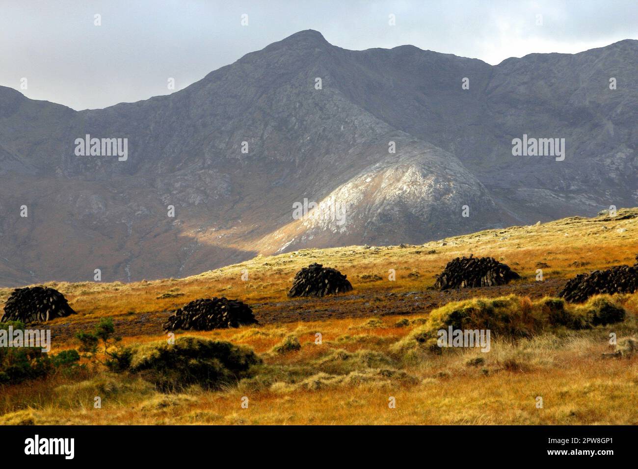 Turf Stacks, Inagh Valley, Connemara, County Galway, Ireland Stock ...