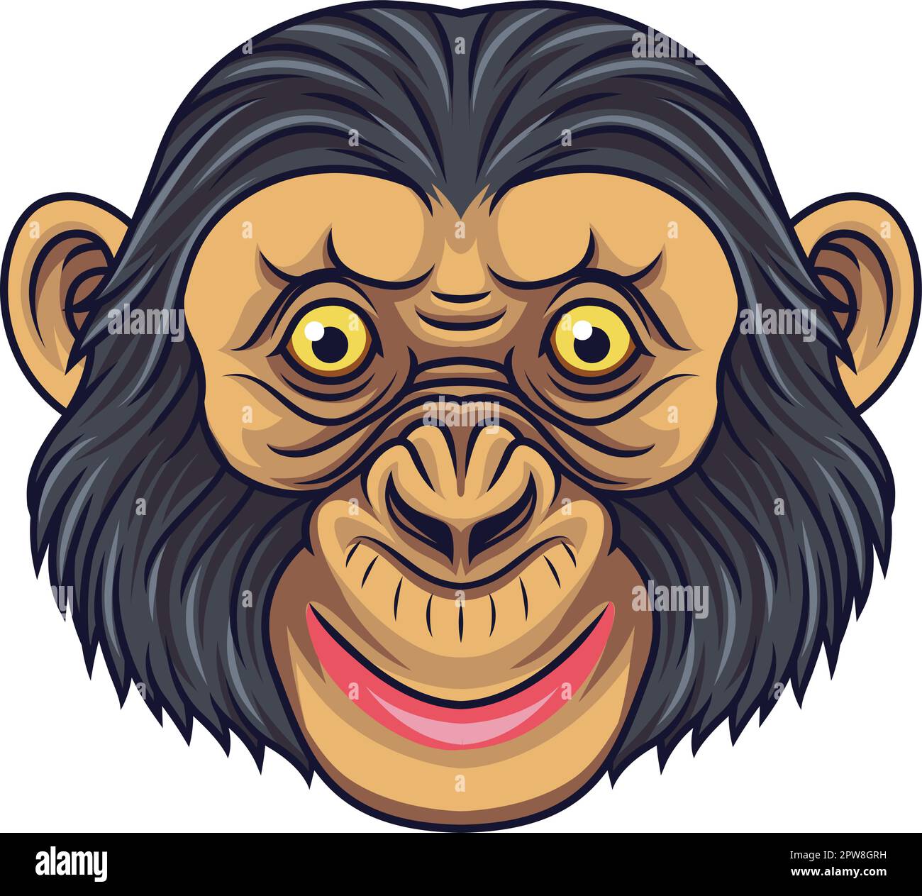 Cartoon Chimpanzee Head Mascot Stock Vector Image & Art - Alamy