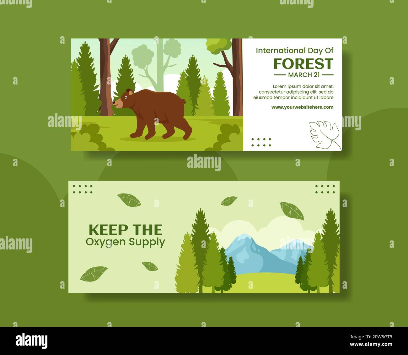 World Forestry Day Horizontal Banner Flat Cartoon Hand Drawn Templates