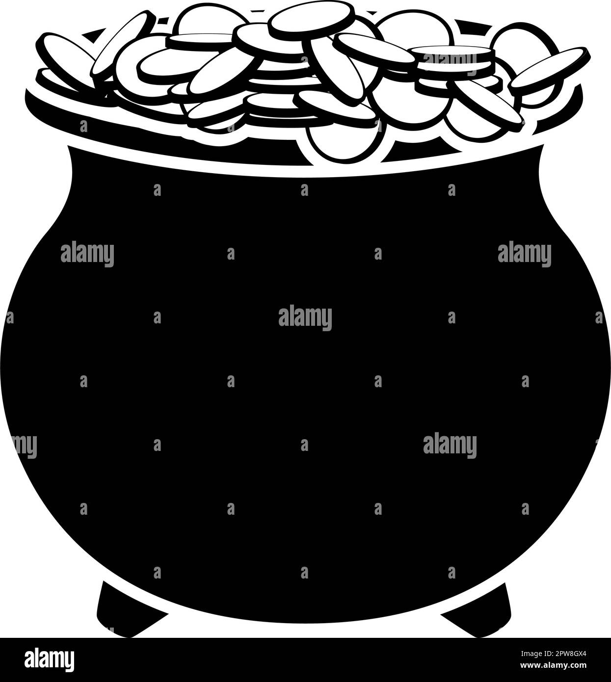 Cauldron gold coins black Stock Vector Images - Alamy