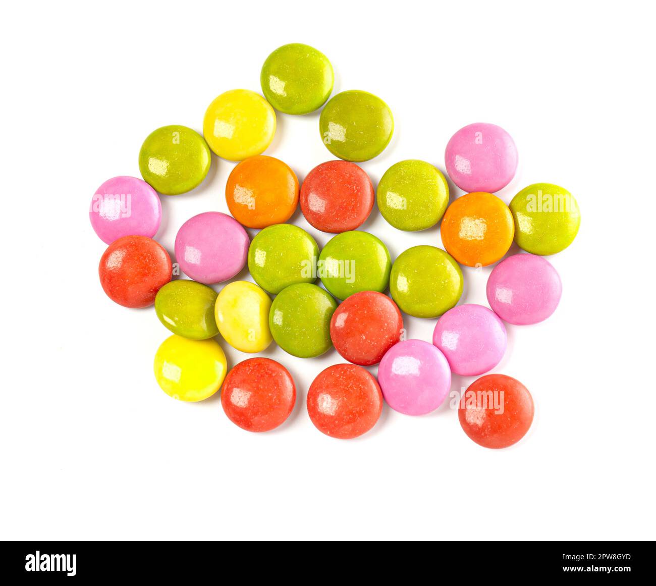 Colorful chocolate candy tablets isolated on a white background. Top ...