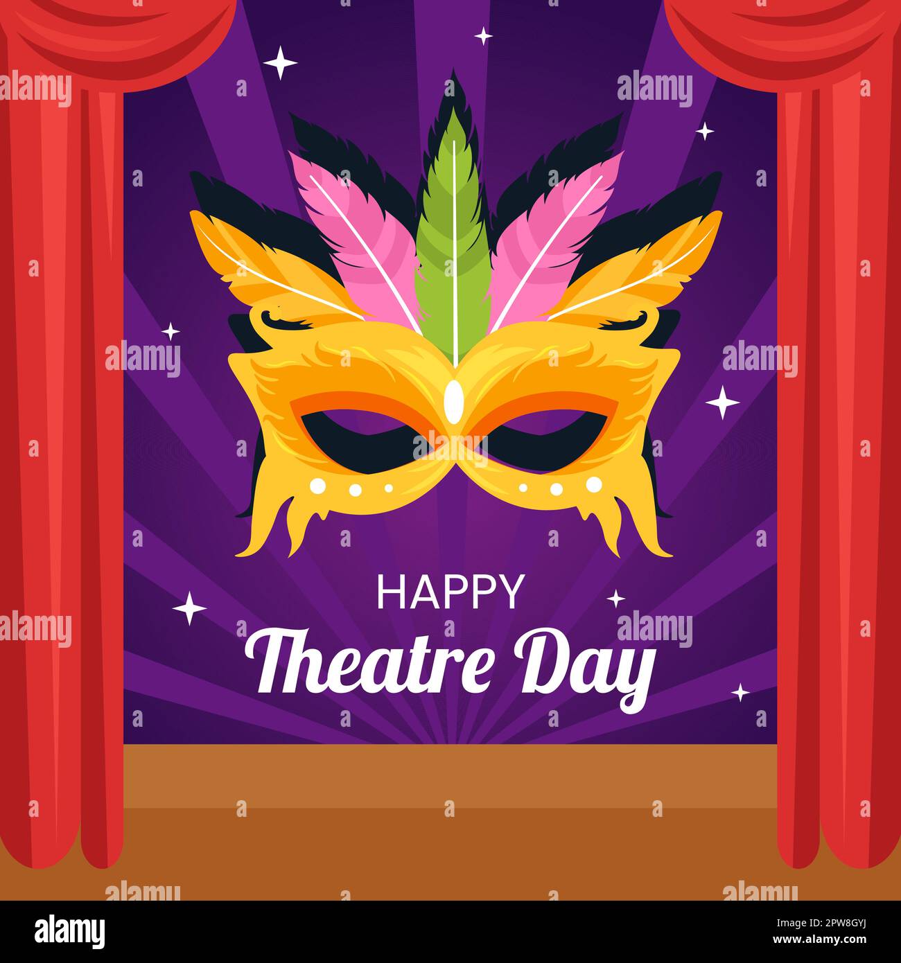 World Theater Day Background Illustration Flat Cartoon Hand Drawn ...