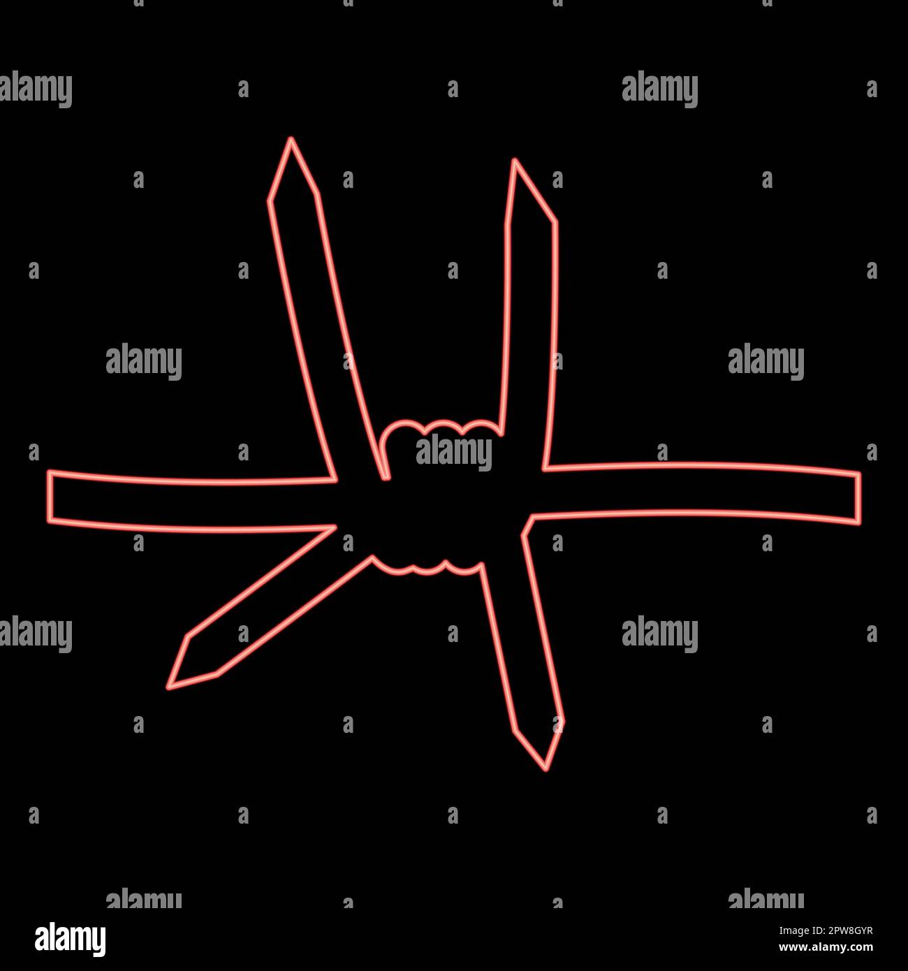 Neon barbed wire red color vector illustration image flat style Stock ...