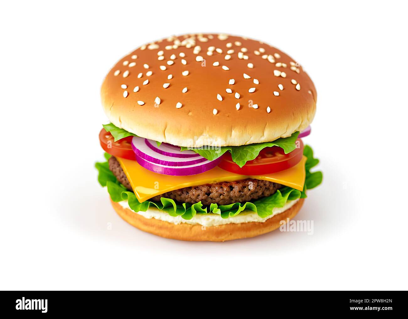 burger on white background. Juicy hamburger on white background. fresh ...