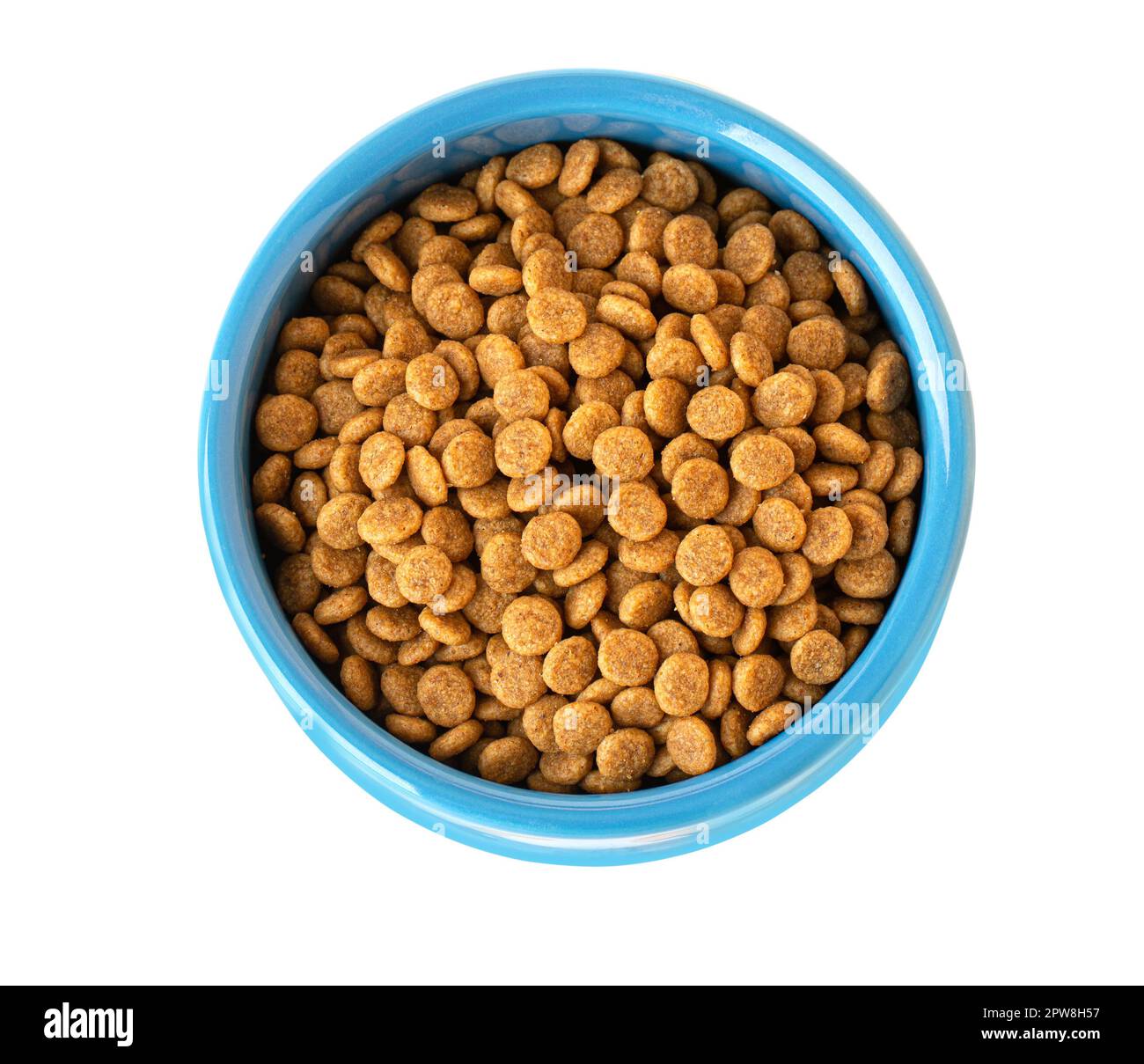 Dried kibble pet food in bowl isolated on white background Stock Photo ...