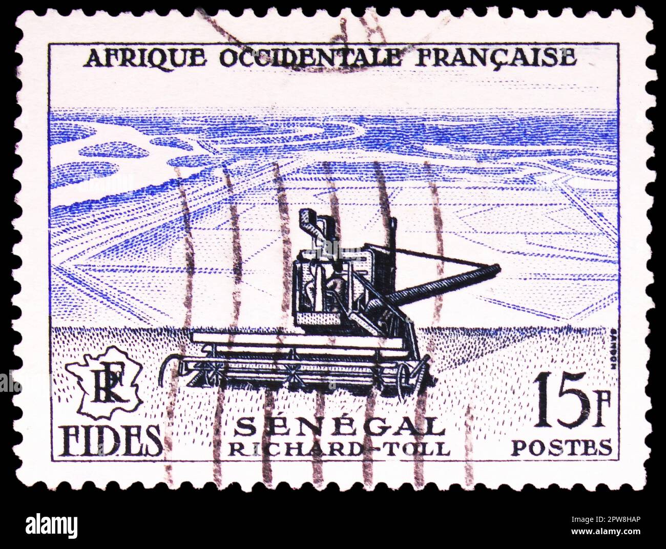 MOSCOW, RUSSIA - APRIL 08, 2023: Postage stamp printed in French West ...