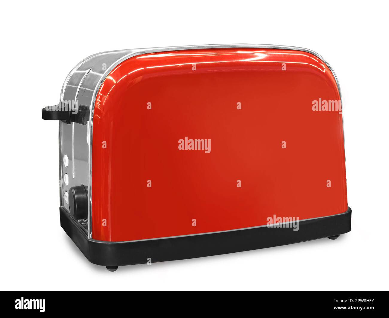 Red bread toaster, isolated on white background Stock Photo - Alamy