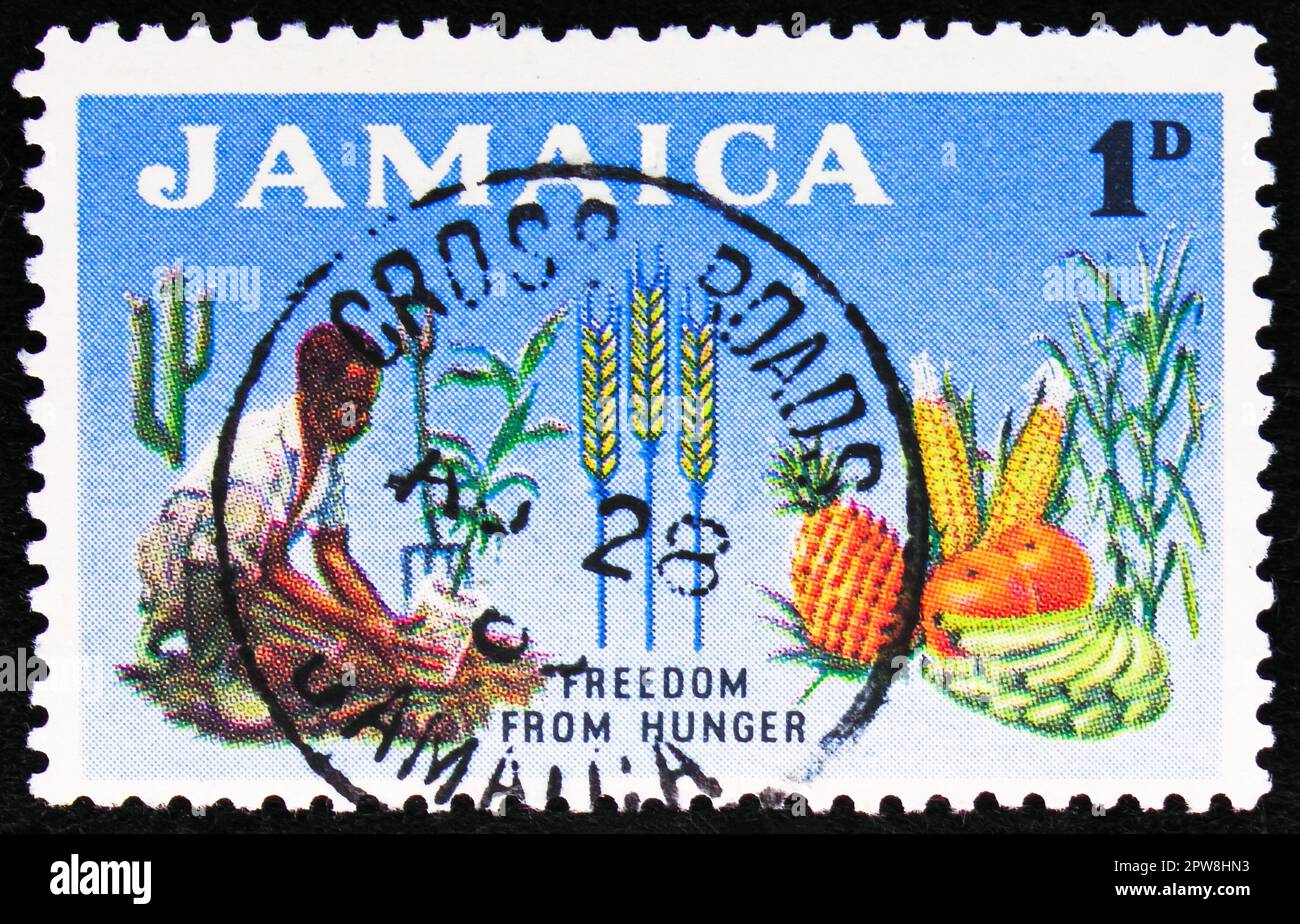 MOSCOW, RUSSIA - APRIL 08, 2023: Postage stamp printed in Jamaica shows ...