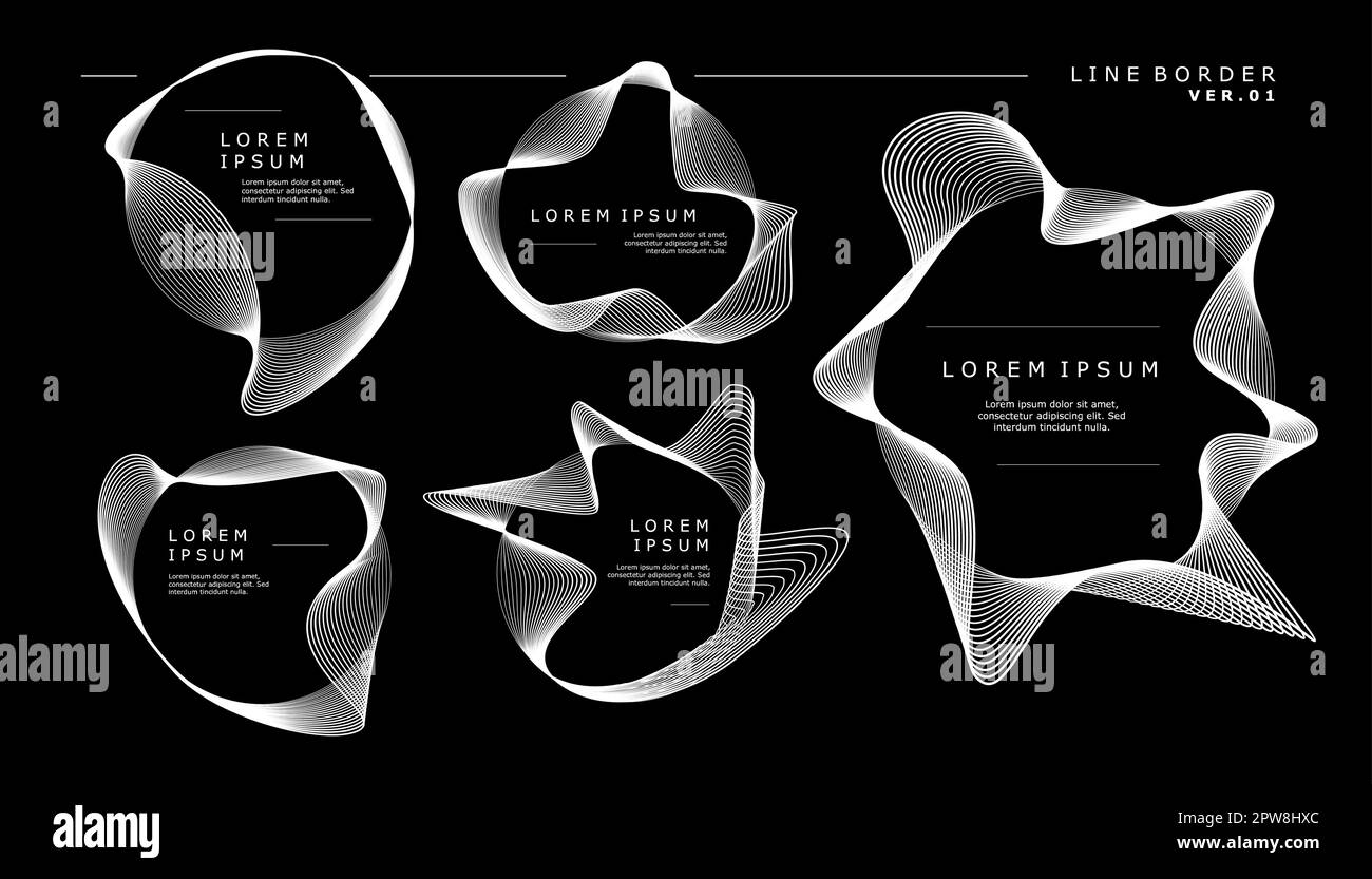 Modern Blended Lines Abstract Border Design Template Minimal Line Wave Border Stock Vector