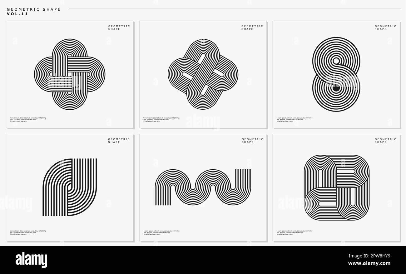 Modern line contour logo design template set. Geometric blend line logo vector Stock Vector ...