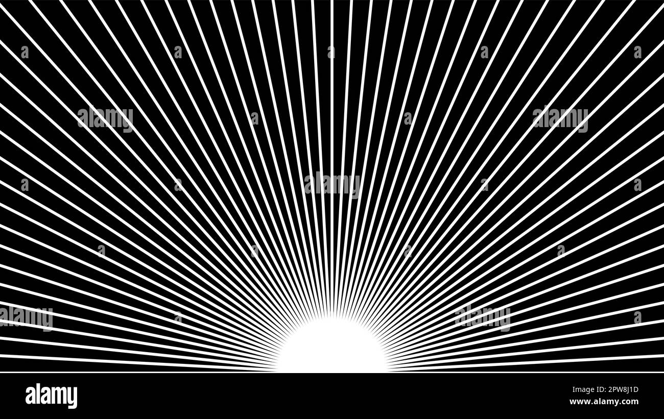 Black and white abstract sun ray background design. Modern line sunrise ...