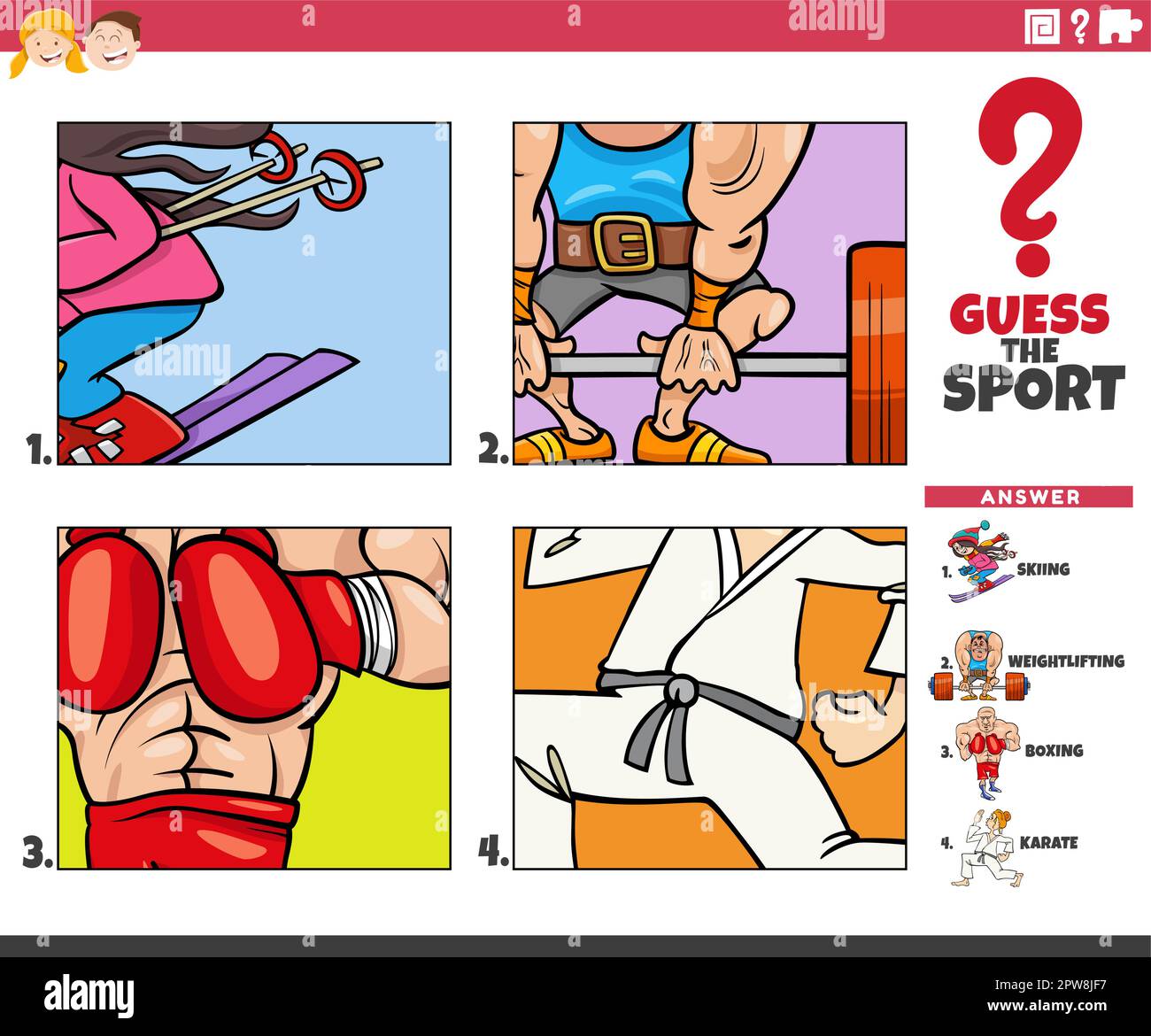 guess the sport cartoon educational game for children Stock Vector ...