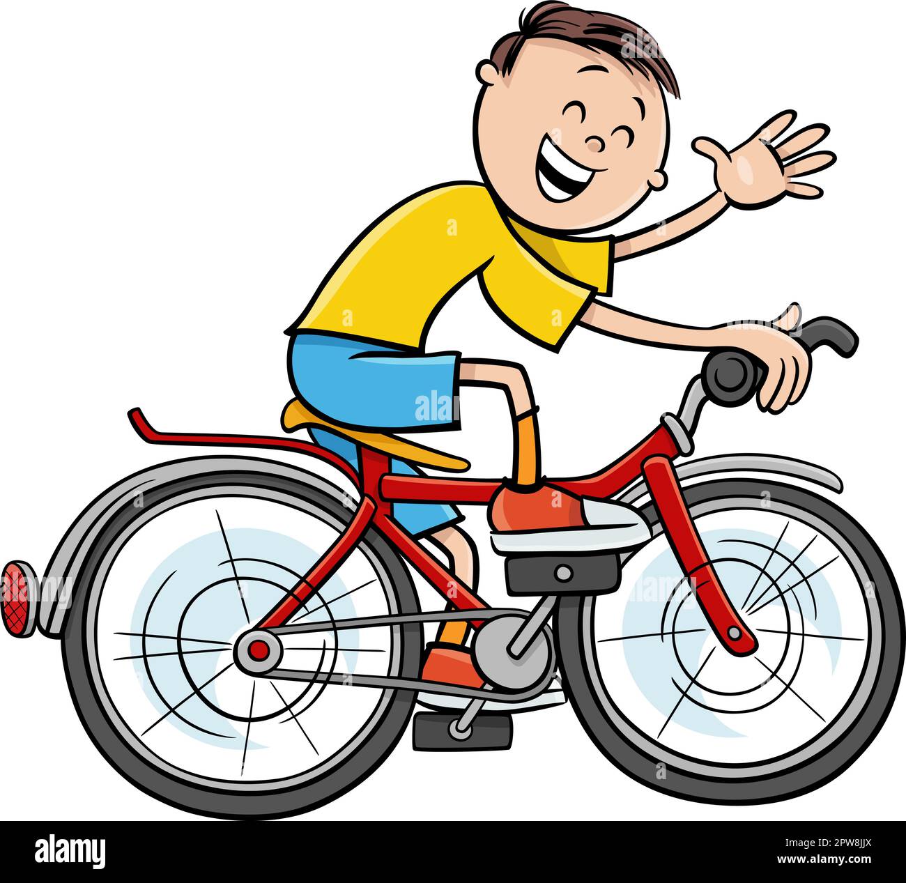 happy cartoon boy character riding a bicycle Stock Vector Image & Art ...