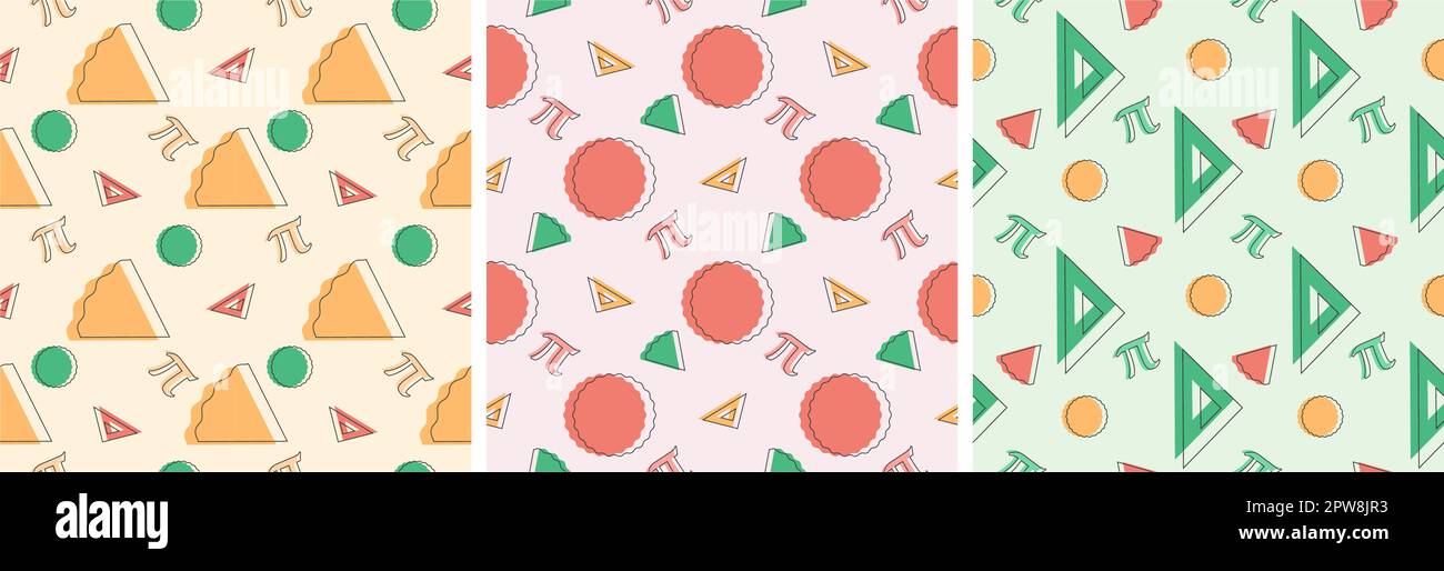 Set of Pi Day Seamless Pattern Design with Mathematical Constants or ...